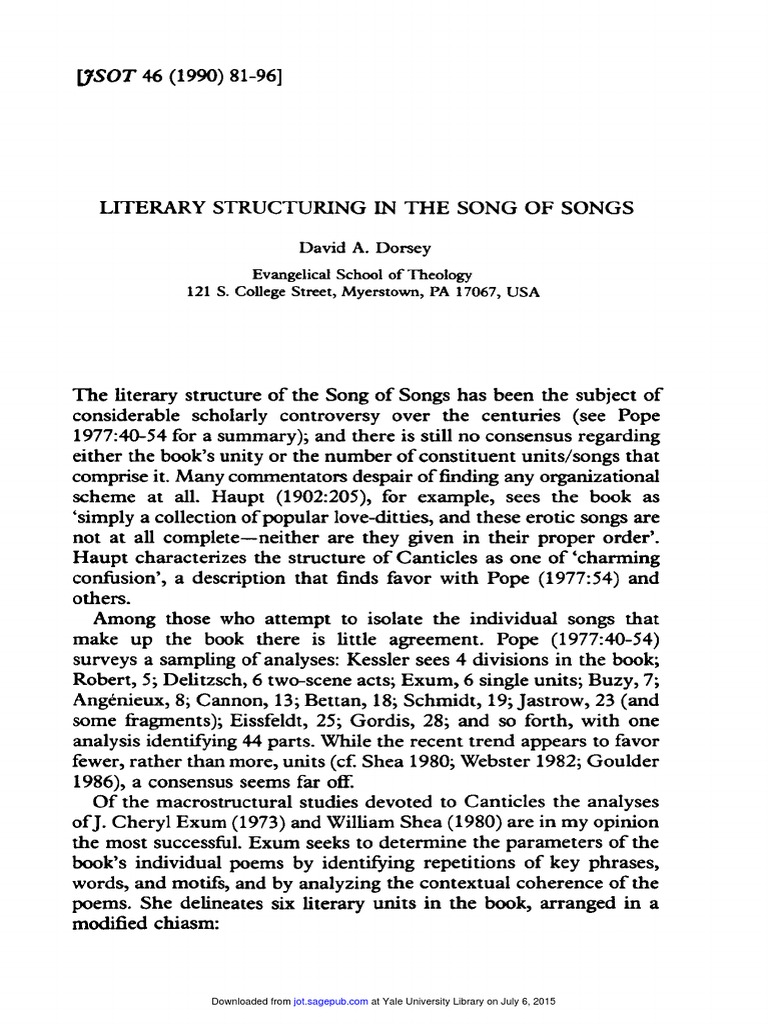 Literary Structuring in The Song of Songs | PDF | Song Of Songs