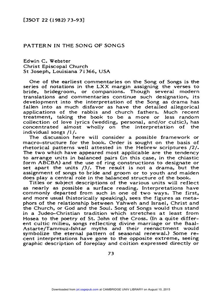 Structure and Patterns in Song of Songs | PDF | Song Of Songs