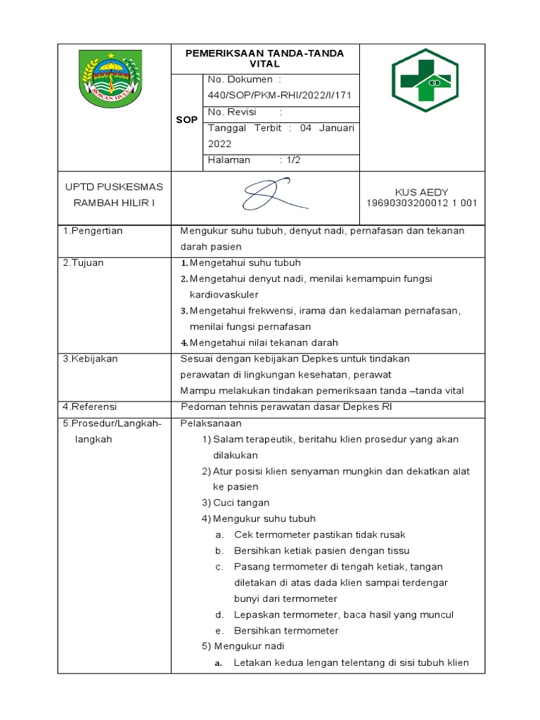 Sop Vital Sign | PDF