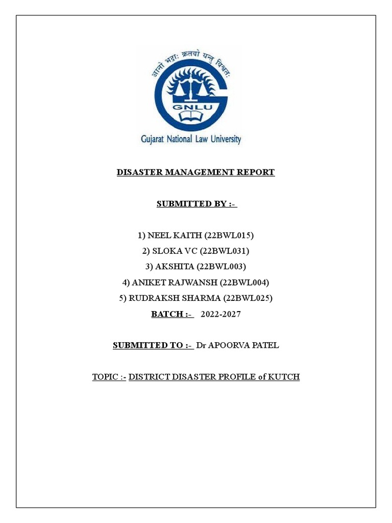 Kutch District Disaster Profile Report | PDF | Tsunami | Thunderstorm