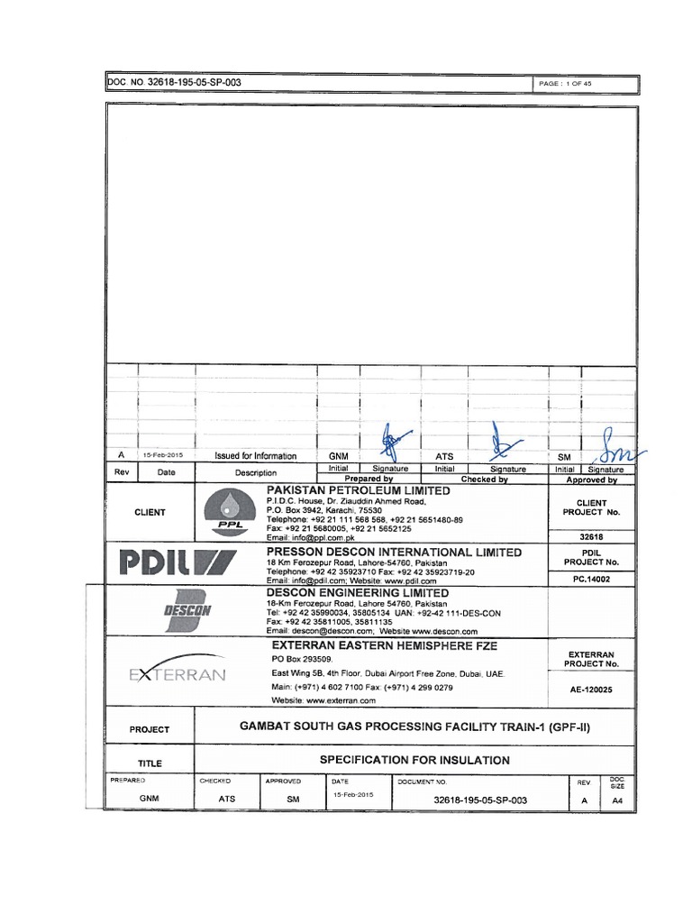 Spec For Insulation Pdf Pipe Fluid Conveyance Thermal Insulation
