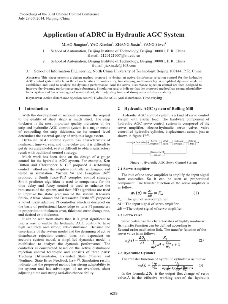 Application of ADRC in Hydraulic AGC System | PDF | Control Theory ...