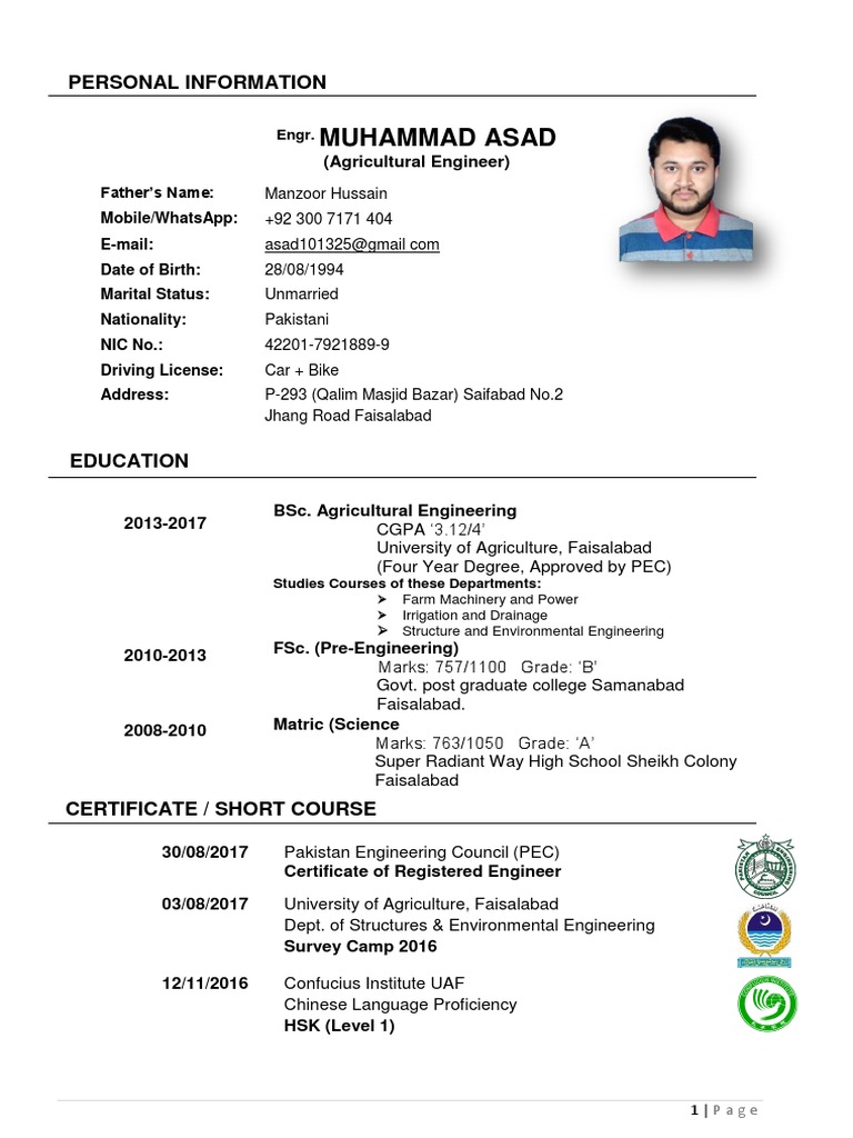 Engr. M - Asad-CV | PDF