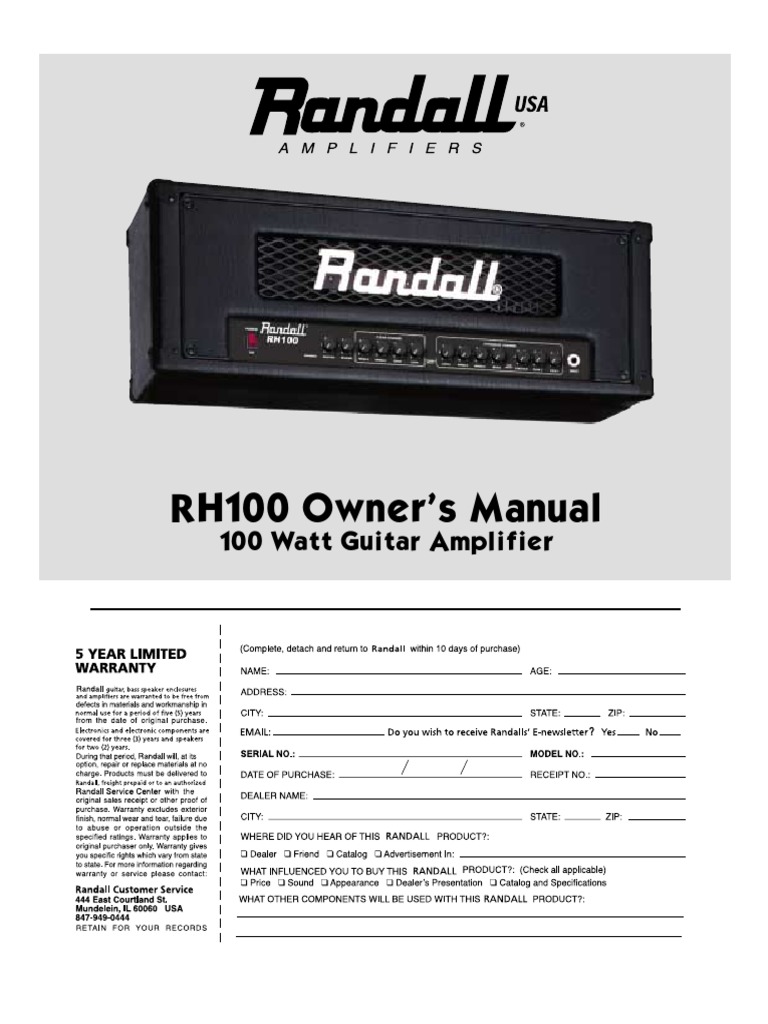 RH 100 Manual | PDF