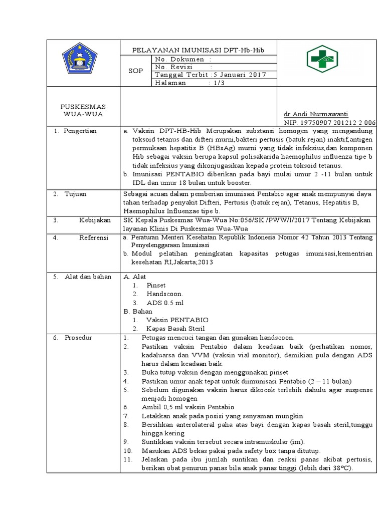 Sop Dpt-Hb-Hib | PDF