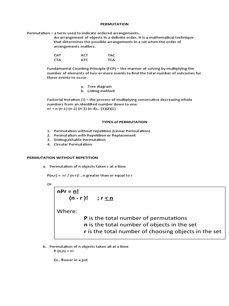 Permutation Notes | PDF | Permutation | Group Theory