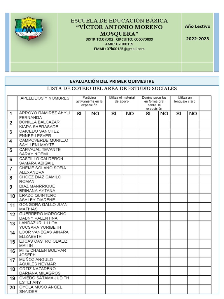 Lista de Cotejo Eess | PDF