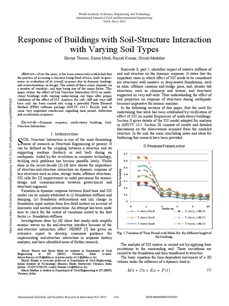 Response of Buildings With Soil Structure Interaction With Varying Soil Types | PDF | Mechanics ...