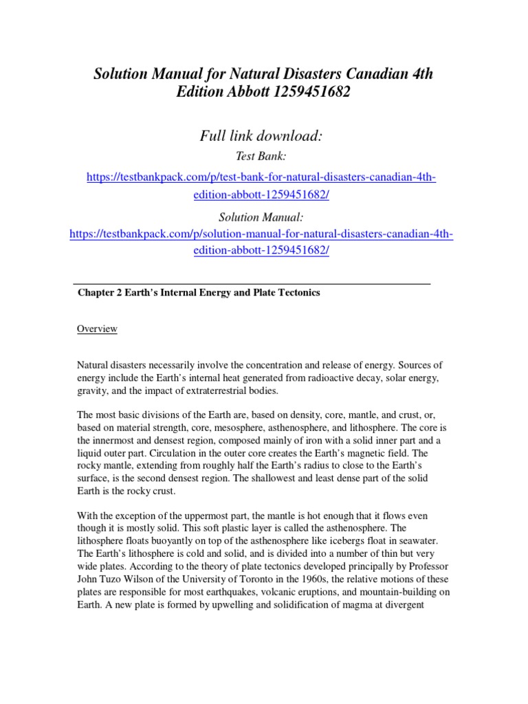 Natural Disasters 4th Ed Solution Manual | PDF | Earth | Plate Tectonics