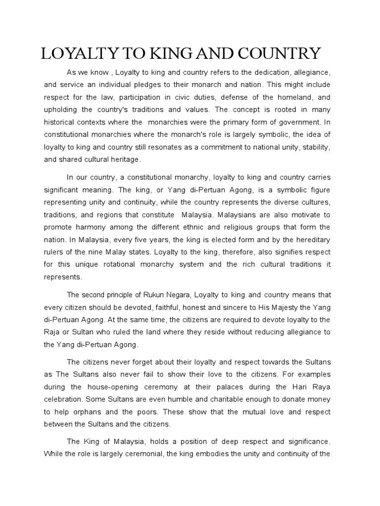 Essay Writhing Loyalty To King and Country Piraiyalagi Muniswaran 6 ...