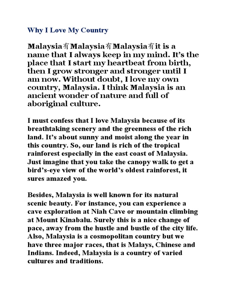 Why I Love My Country | PDF | Malaysia | Nation