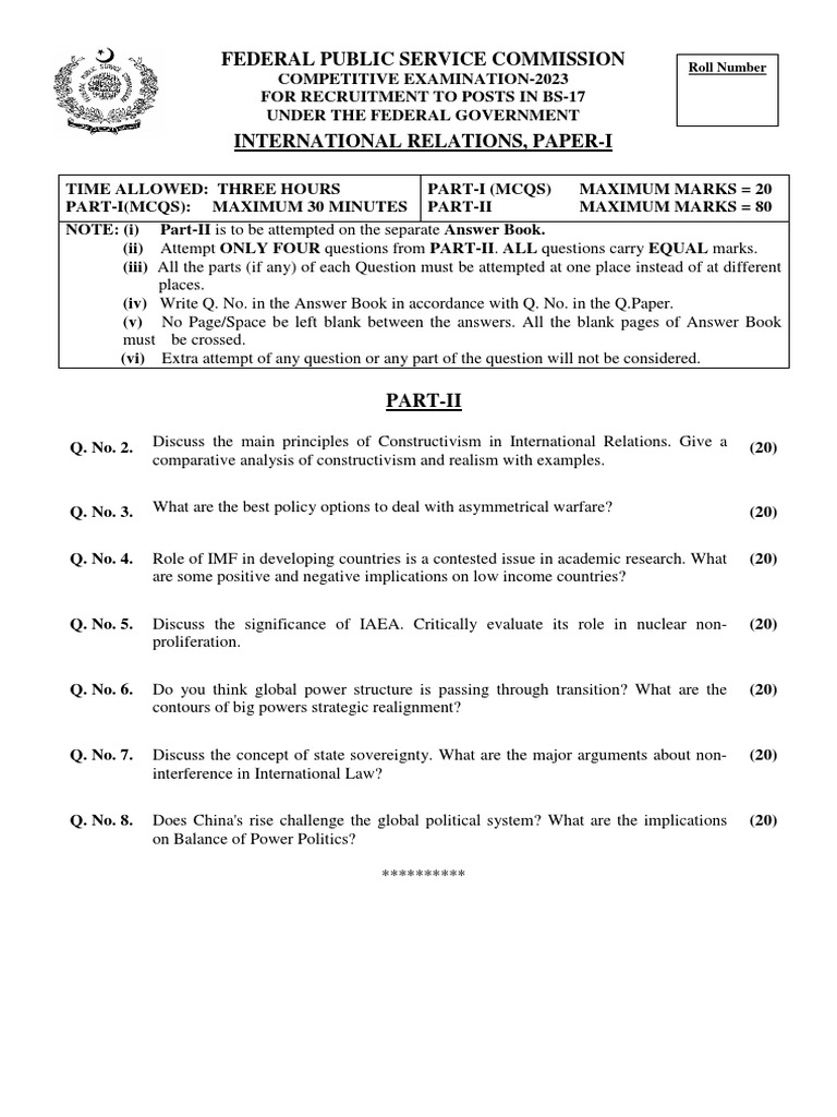International Relations Exam Guidelines | PDF