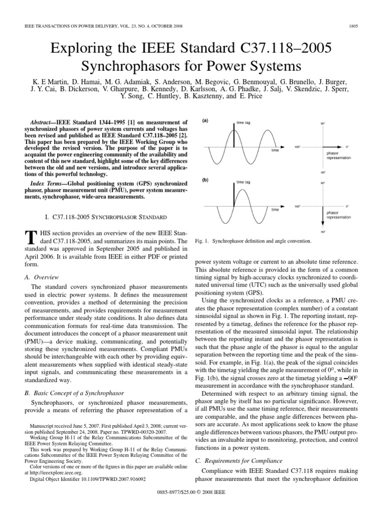 IEEE Standard C37.118-2005 | PDF | Electric Power Transmission | Electrical Engineering