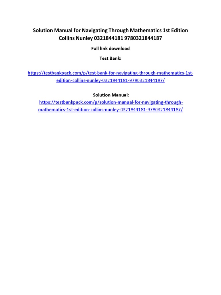 Navigating Through Mathematics 1st Edition Collins Nunley Solution Manual | PDF | Naming ...