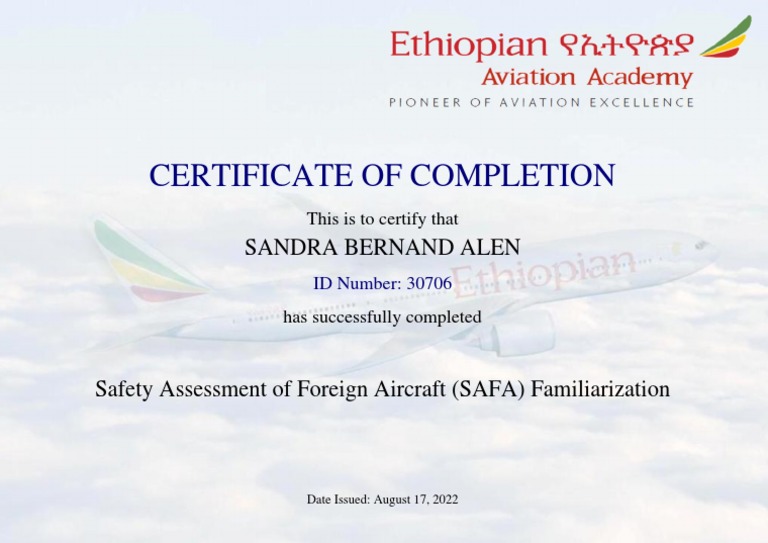 SAFA - Certificate For Safety Assessment of Foreign Aircraft (SAFA ...