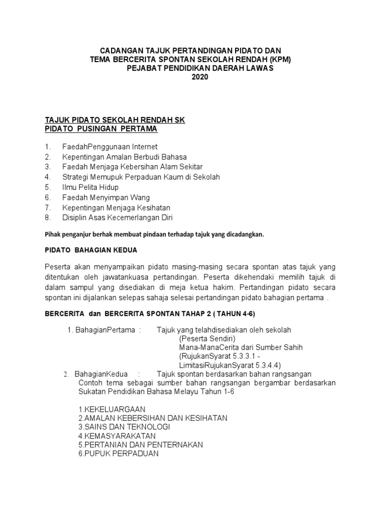 Tajuk Dan Tema 2020 | PDF