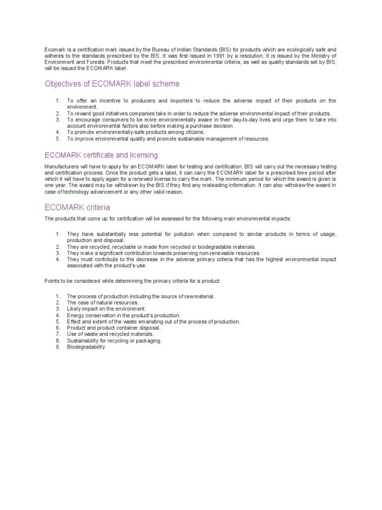 Eco Mark | Download Free PDF | Recycling | Sustainability