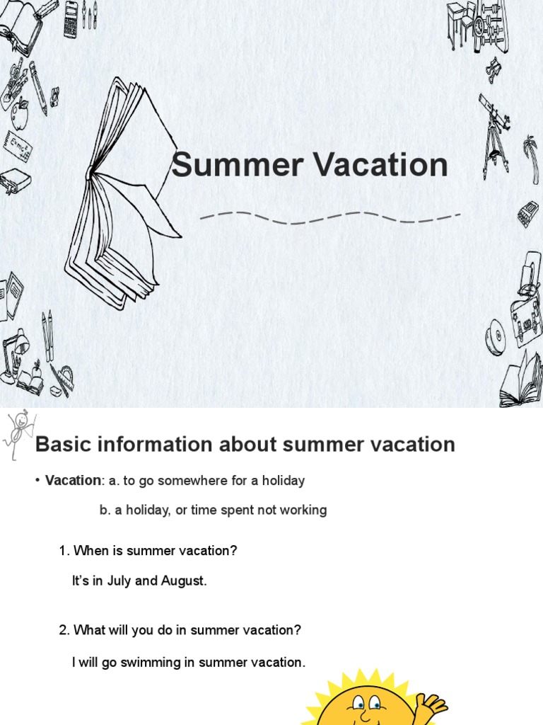 Topic Summer Vacation | PDF | Vacation