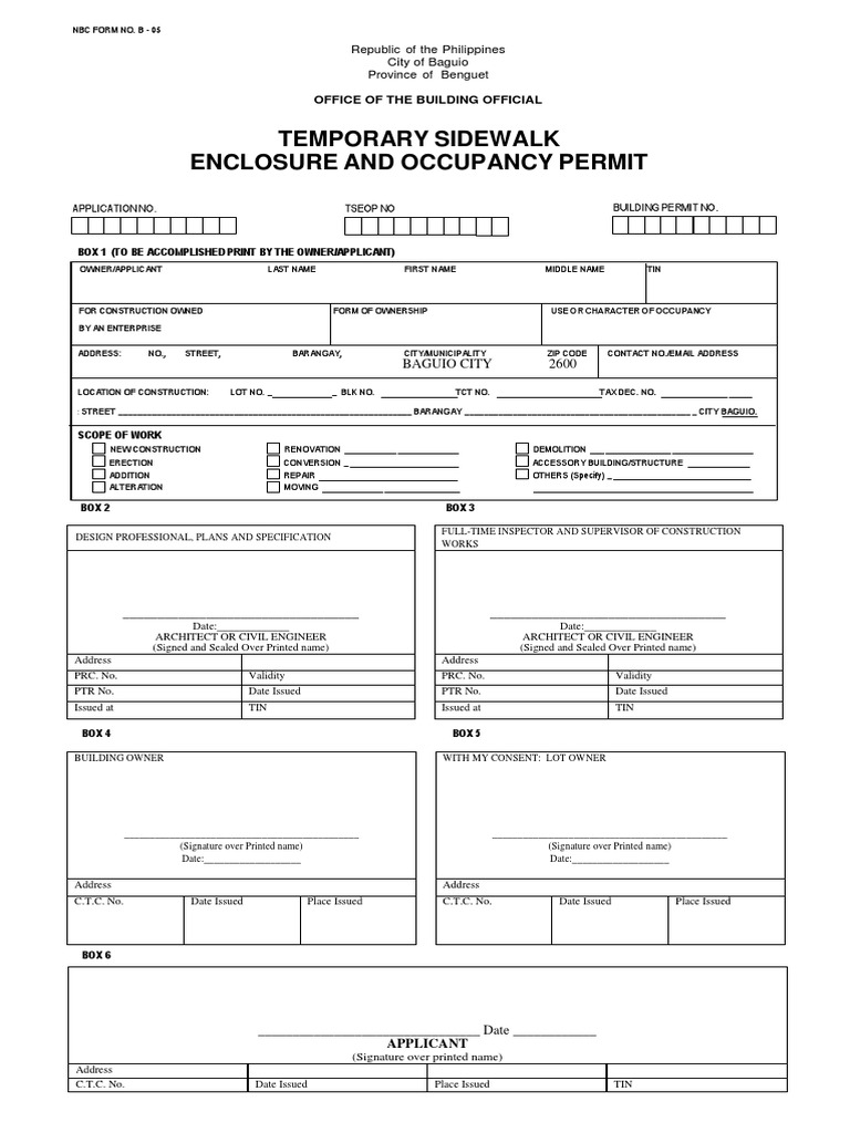 Temporary Sidewalk Enclosure and Occupancy Permit | PDF | Government ...