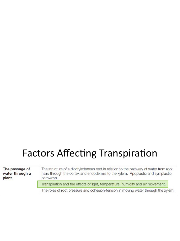 7 8 9 Factors Affecting Transpiration | PDF | Stoma | Plants