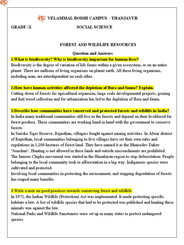 Forest And Wildlife Resources Pdf Conservation Biology Biodiversity