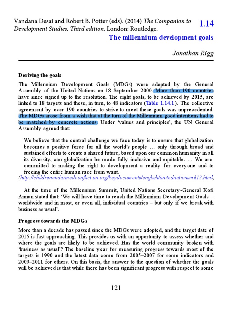 Rigg-MDG-Desai Et Al-The Companion To Development Studies | PDF | Millennium Development Goals ...