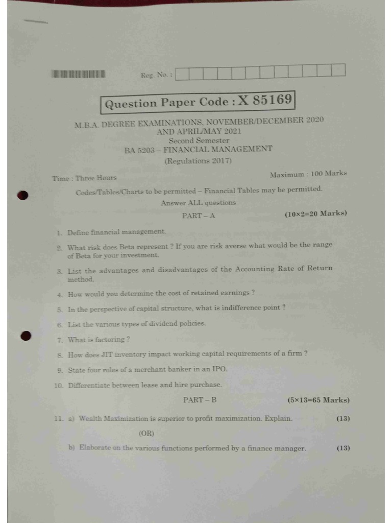 FM Previous Year Question Paper | PDF