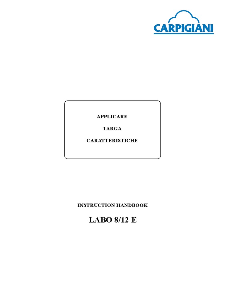 Carpigiani Labo 8 12 e Manual | PDF | Materials | Physical Sciences