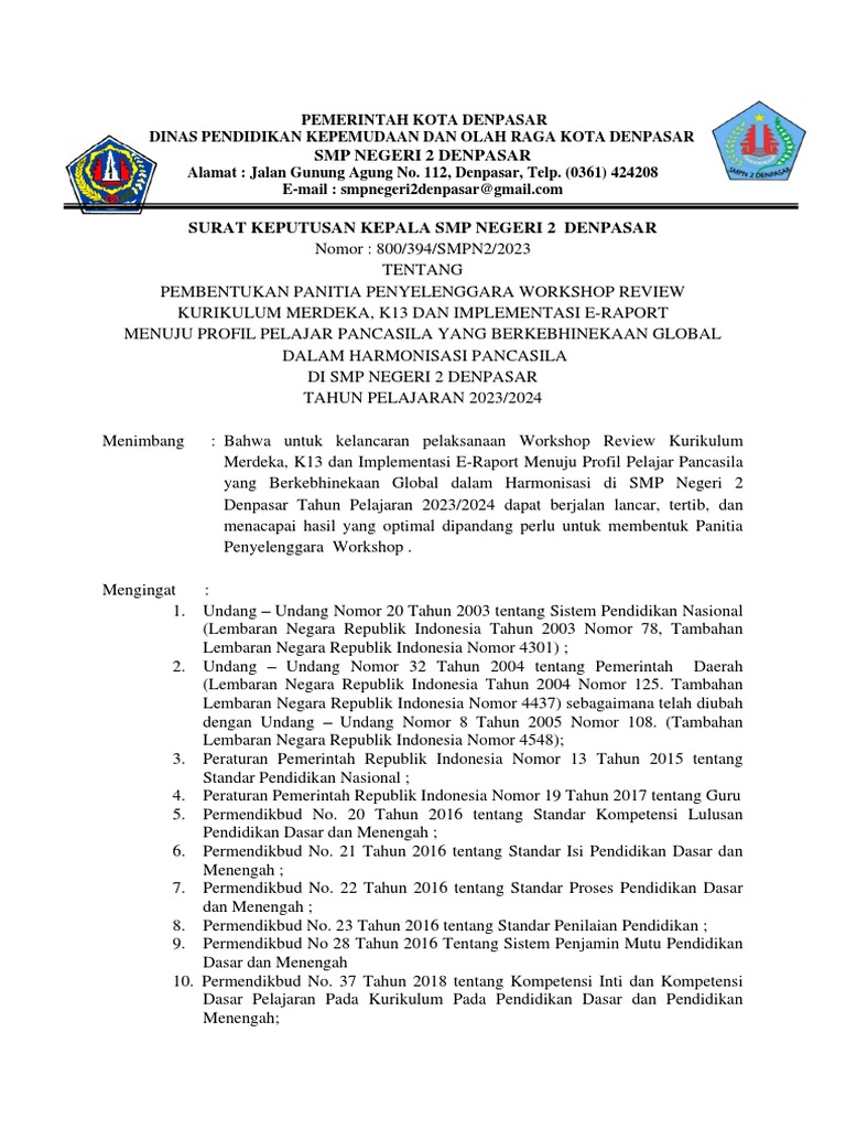 SK Panitia Workshop 23-24 | PDF