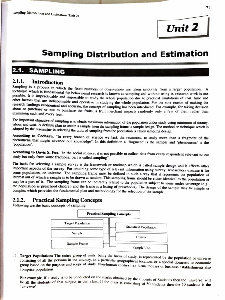 Statistics For Management Unit 2 Note | Download Free PDF | Sampling (Statistics) | Standard ...