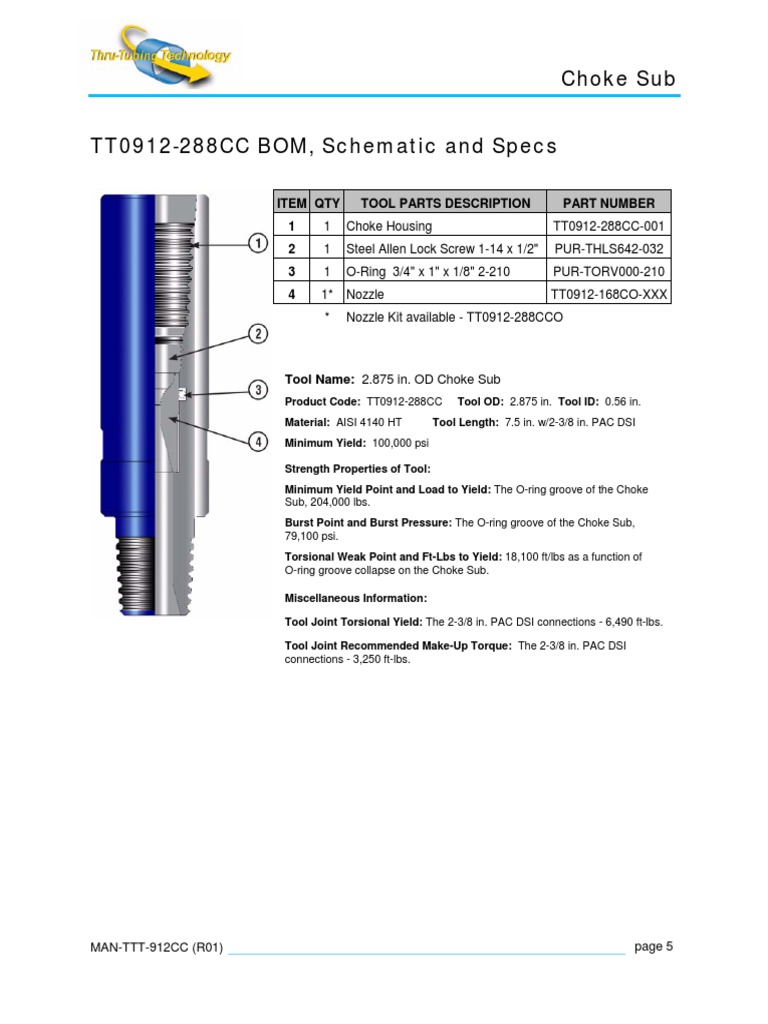 2-3/8 in. PAC DSI Choke Sub Specs | PDF