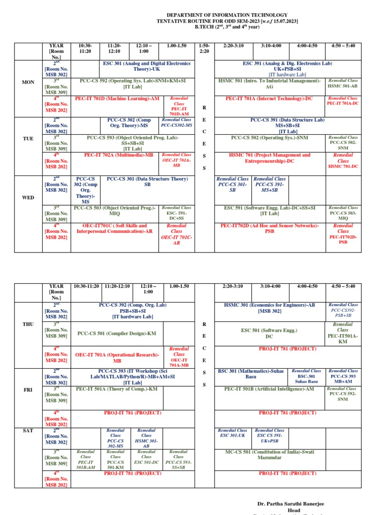 Routine ODD-SEM UG 2023 NewFormat | PDF | Computing | Information Technology