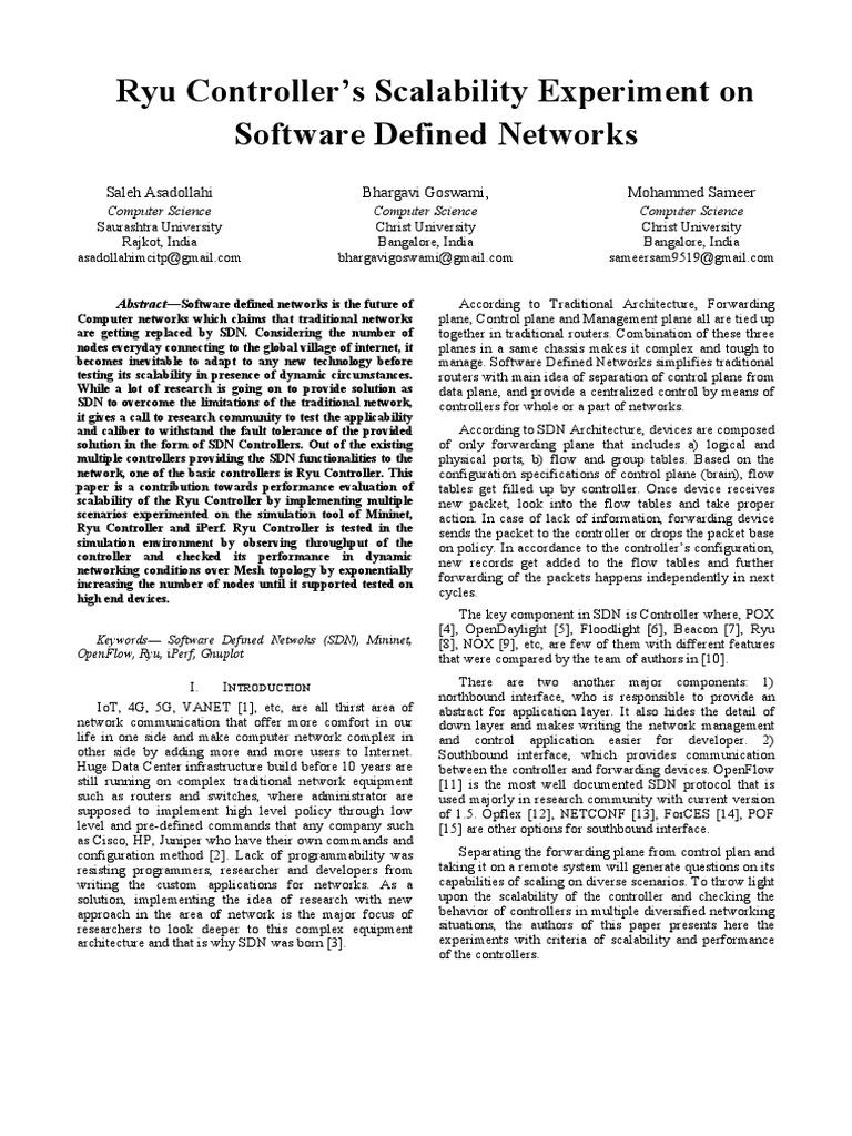 Ryu Controller | PDF | Computer Network | Network Topology
