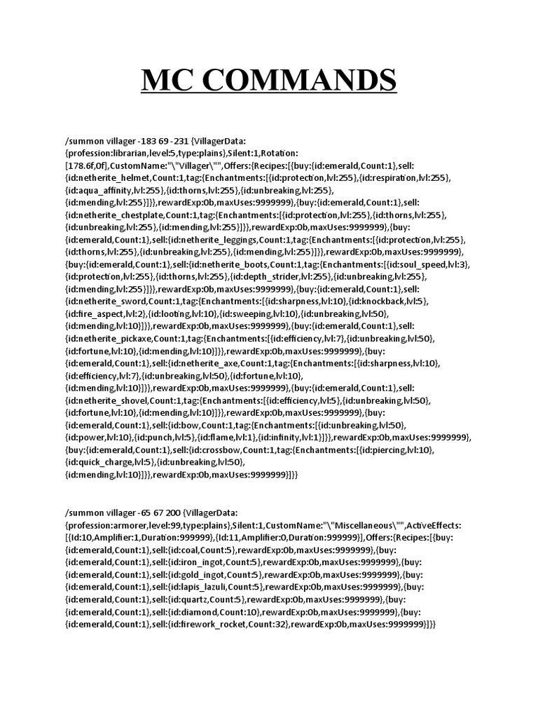 MC Commands | PDF