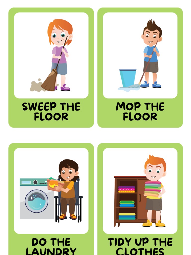 Household Chores Vocabulary Flashcards | PDF | Home & Garden | Young Adult