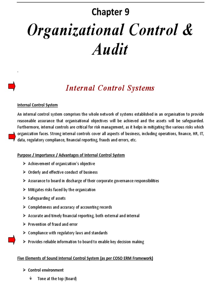 9-Chp 9 - Organizational Control and Audit | PDF | Internal Control | Internal Audit