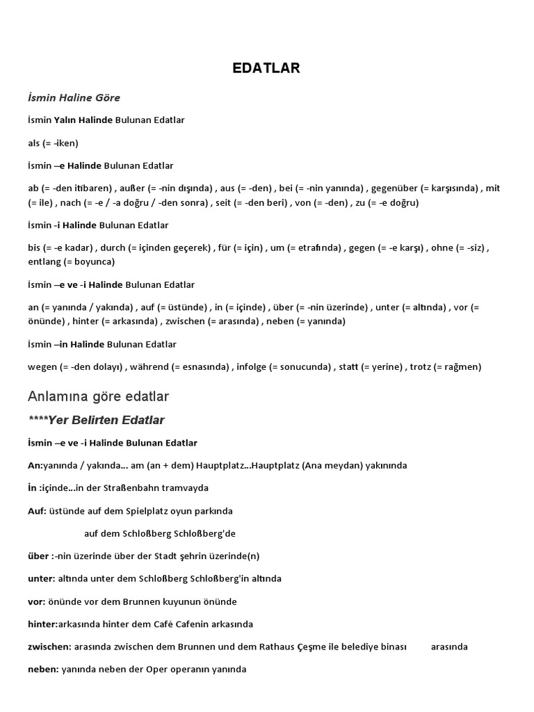 Almanca Edatlar | PDF