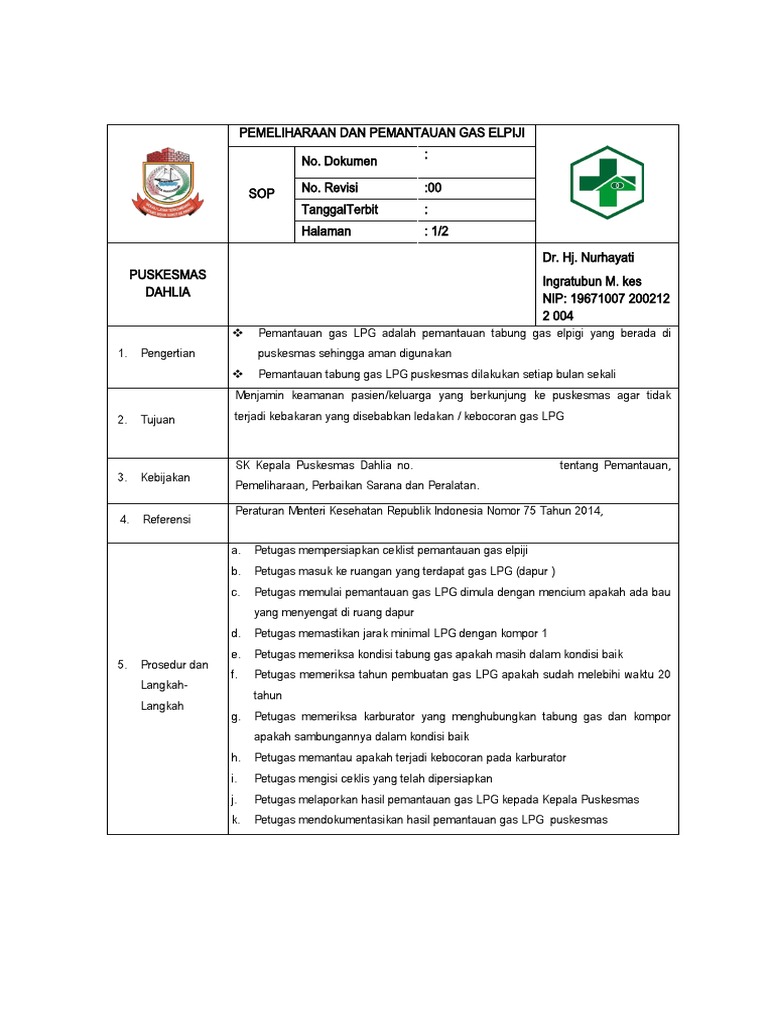 8.5.1.2 Sop Pemantauan Dan Pemeliharaan Gas Elpiji | PDF