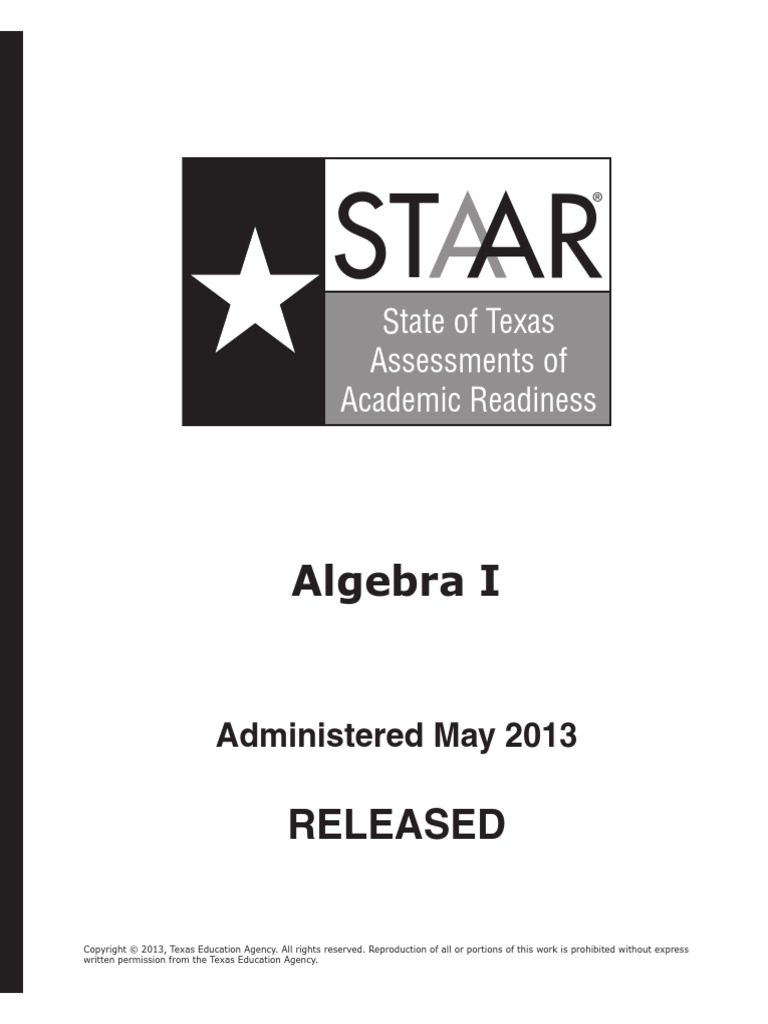 Algebra 1 Staar - Released 2013 | Download Free PDF | Area | Length