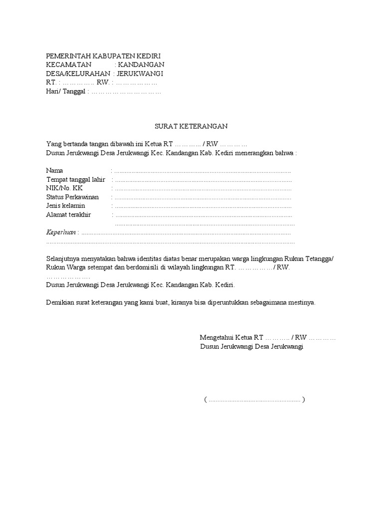 SURAT PENGANTAR RT_RW (1) | PDF
