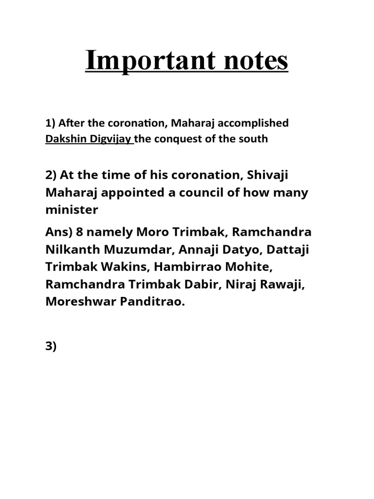 Important Notes | PDF