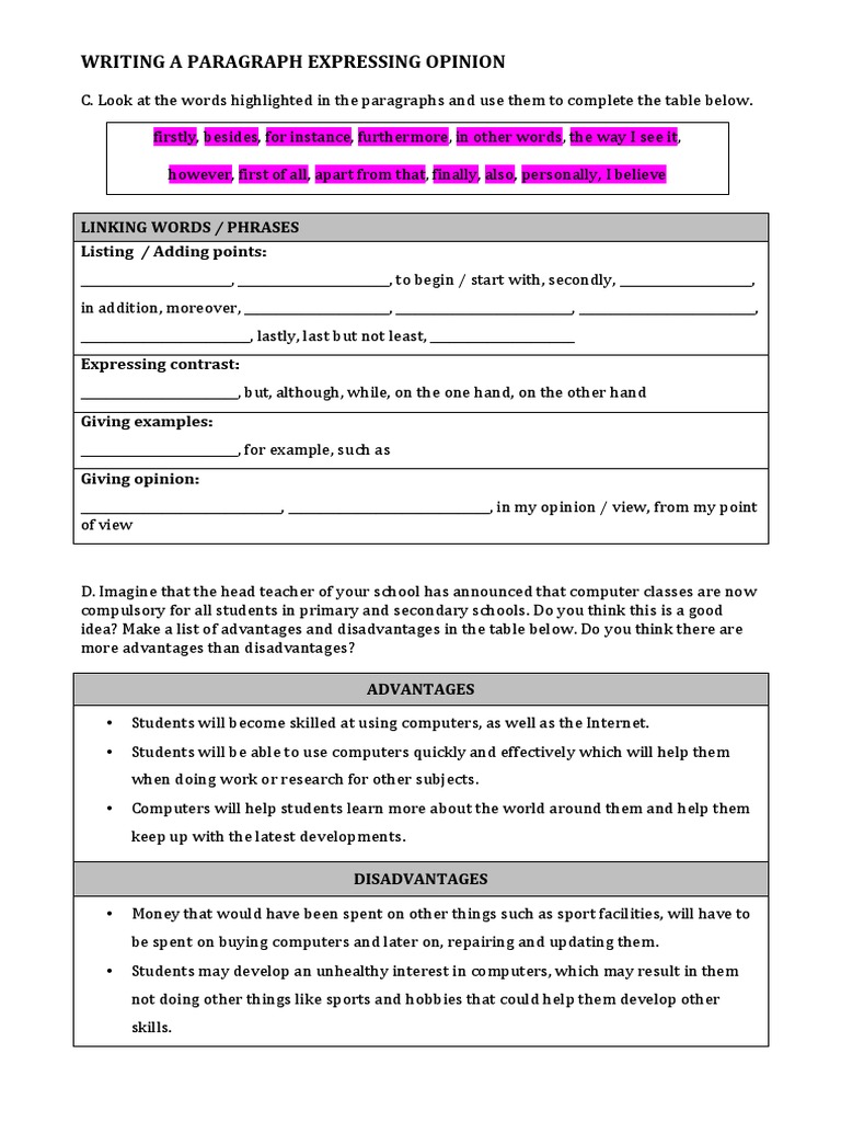 Writing A Paragraph Expressing Opinion | PDF | Human Communication