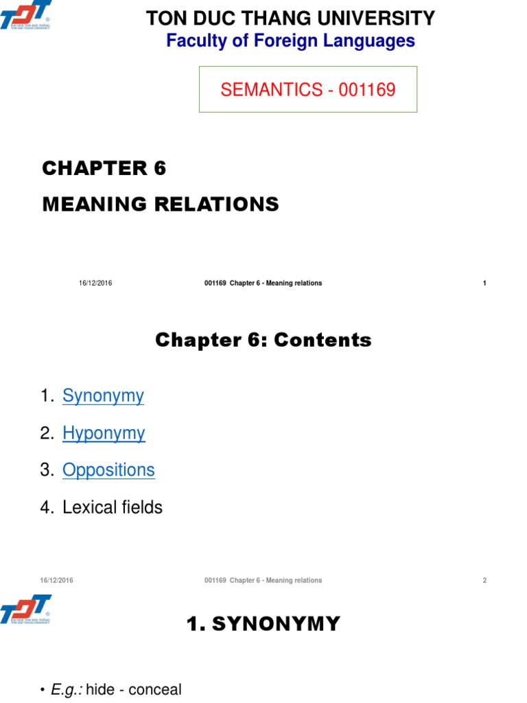 Chapter 6 Meaning Relations | PDF | Interpretation (Philosophy) | Semantic Units