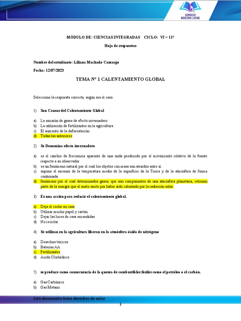 Hoja de Actividades CIENCIAS INTEGRADAS | PDF | Dominancia (Genética) | Alelo