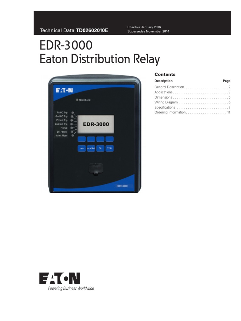 Edr 3000 Technical Data Td02602010e | PDF | Relay | Transformer