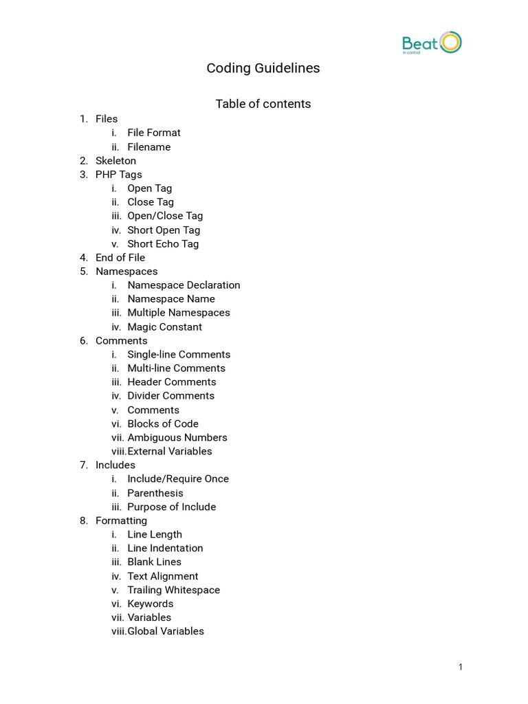 Coding Guidelines Pdf Namespace Php