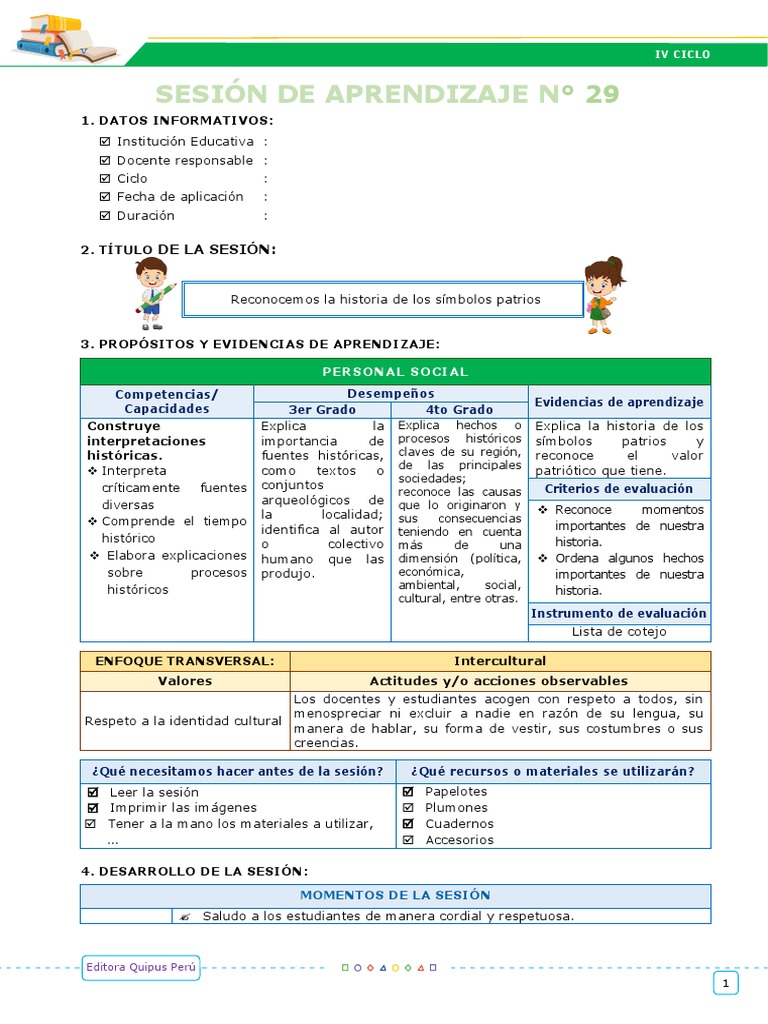 Sesiones de Aprendizaje - EDA V Semana 4 - Editora Quipus Perú | PDF | Evaluación | Aprendizaje