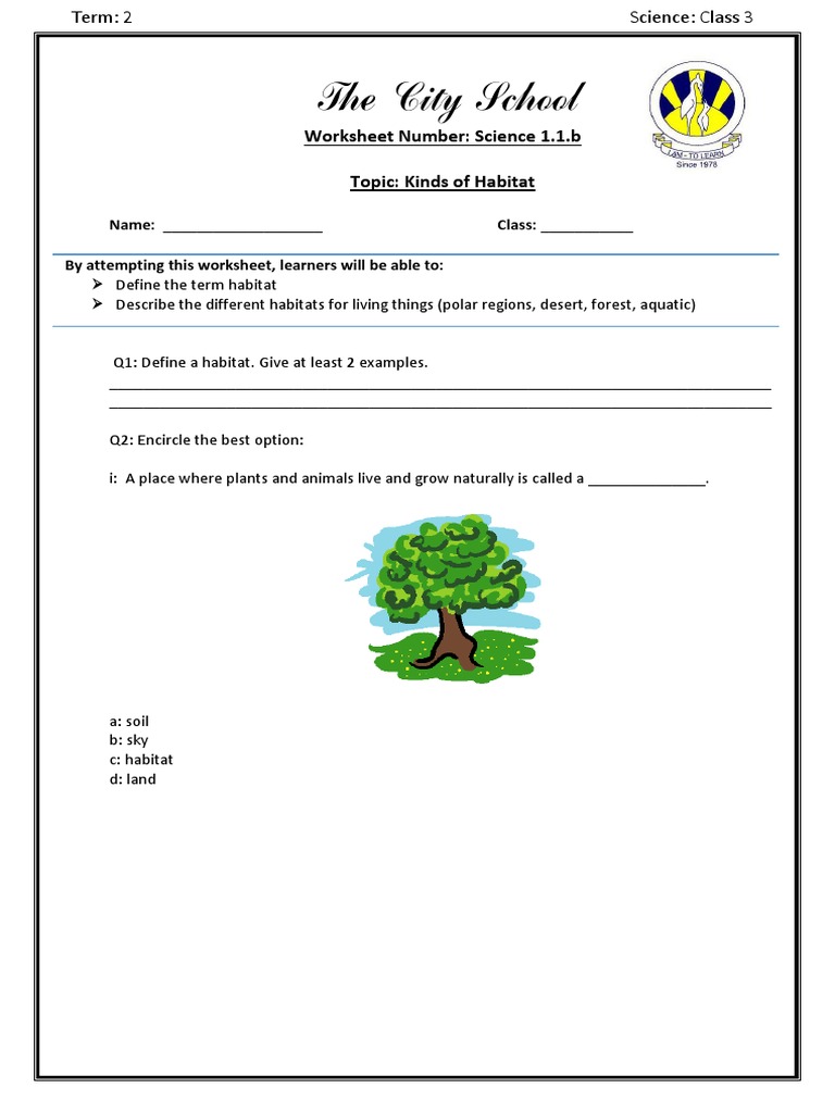 Worksheet 1.1.b | PDF | Habitat | Desert