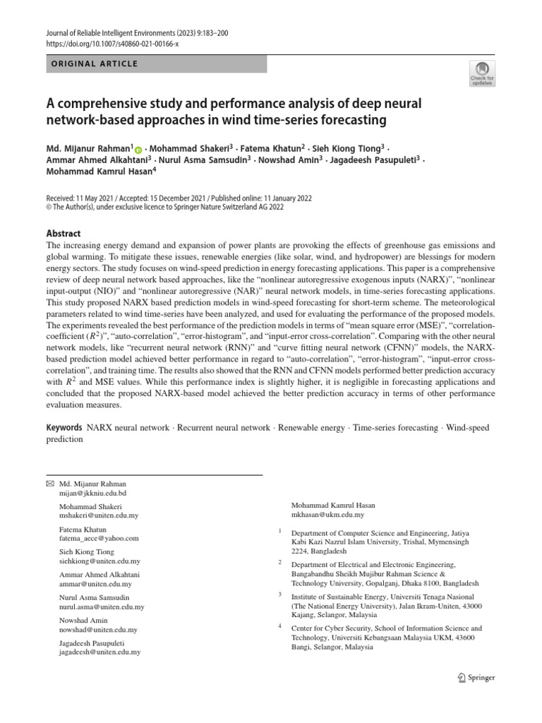Wind Forecasting with NARX Models | PDF | Time Series | Artificial Neural Network