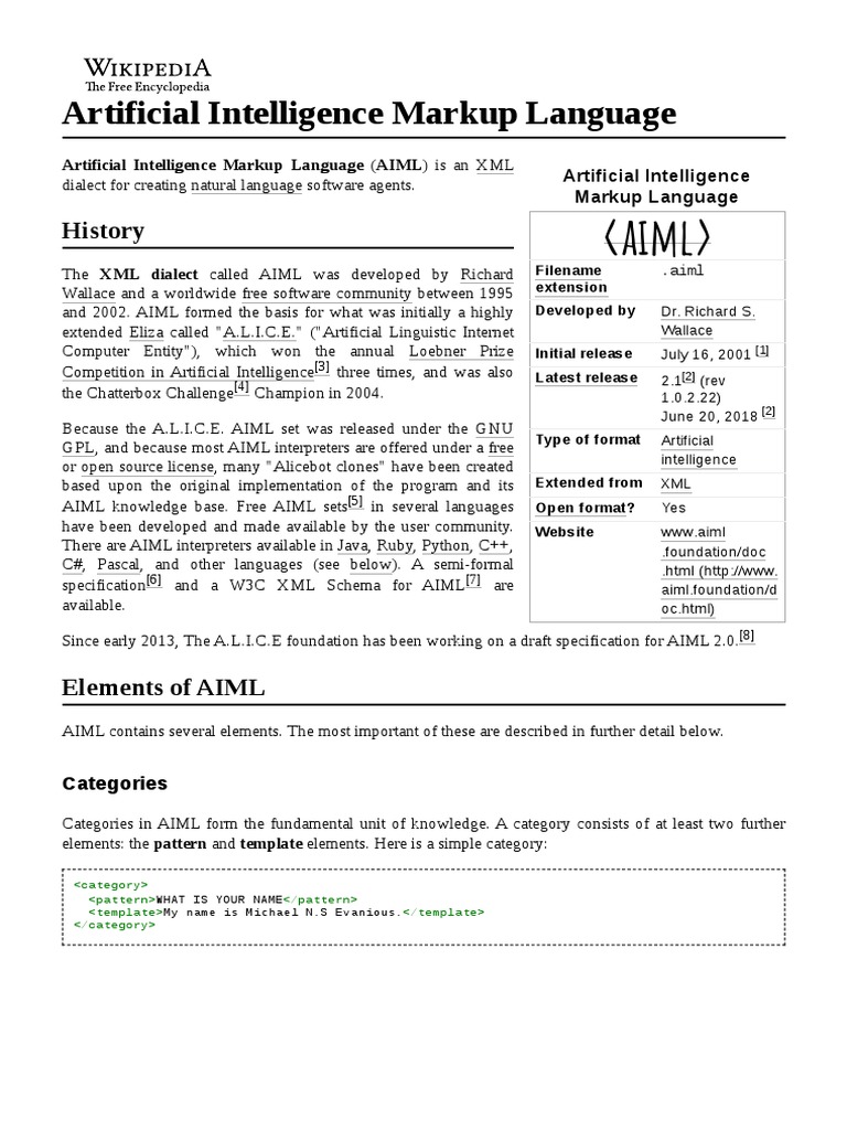 Artificial Intelligence Markup Language | PDF | Software Development ...